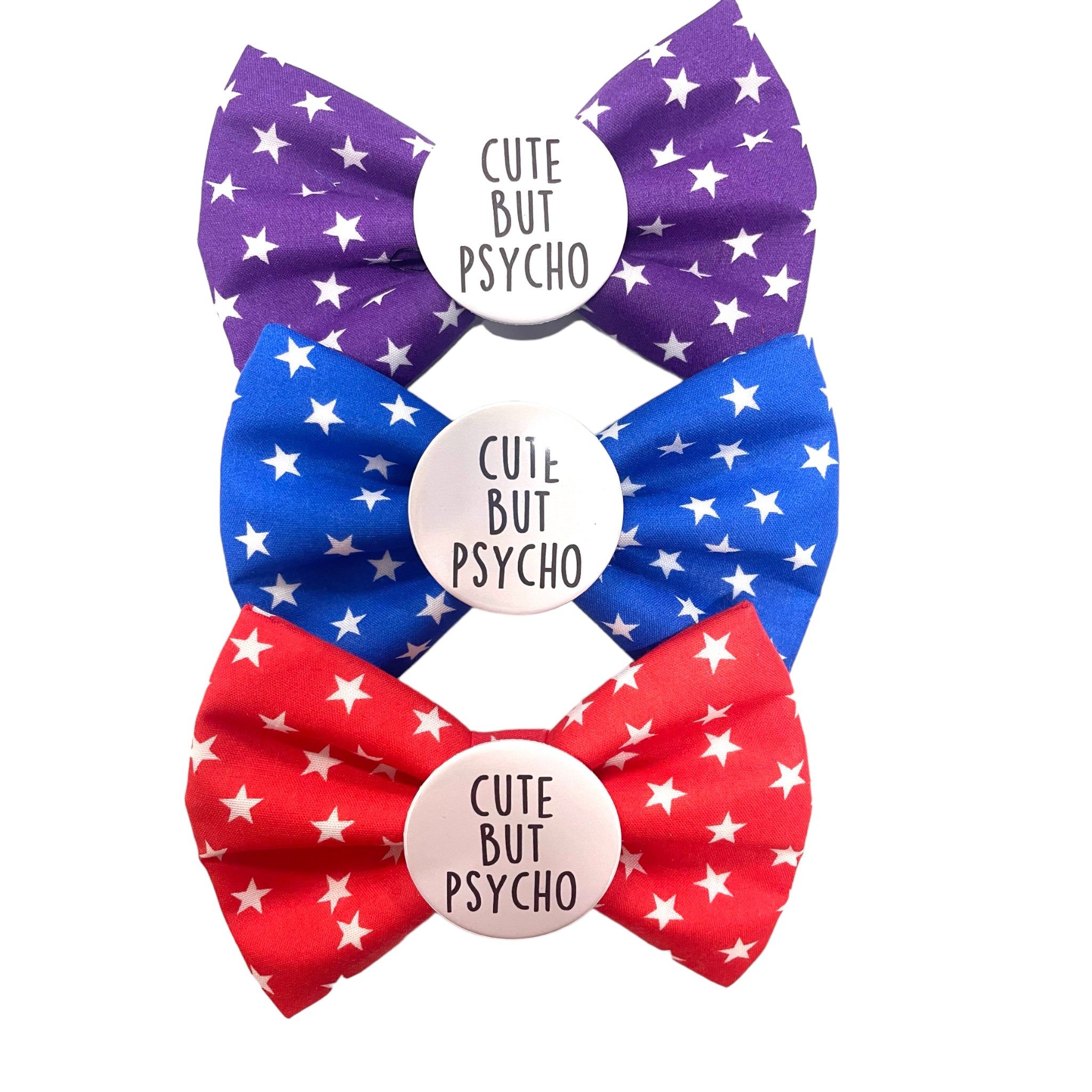 Quirky Charm with the "Cute but Psycho" Badge Bow® | Franky's Bowtique