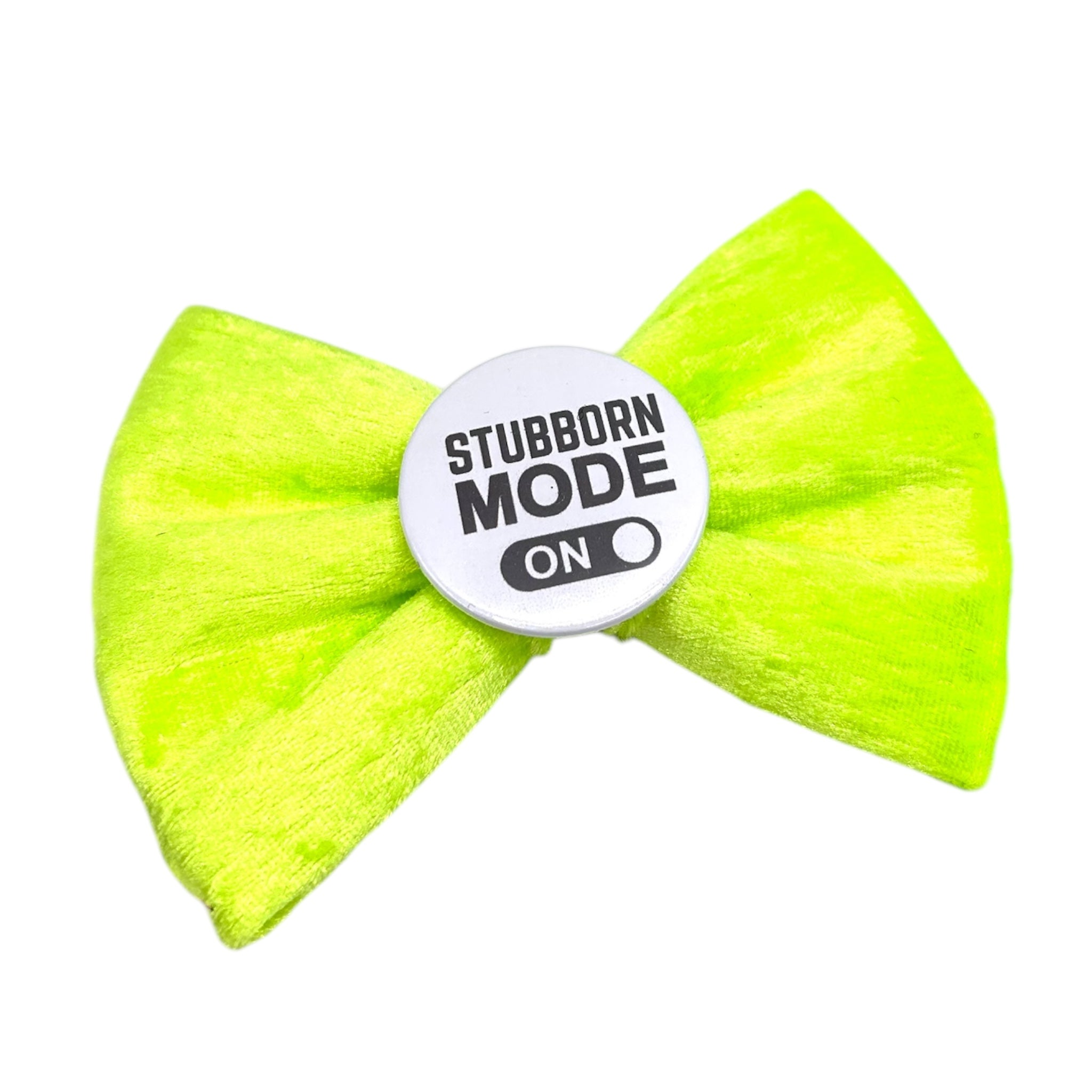 "Stubborn Mode: ON" Badge Bow® Dog Bow Tie - Bright velvet bow – Franky ...